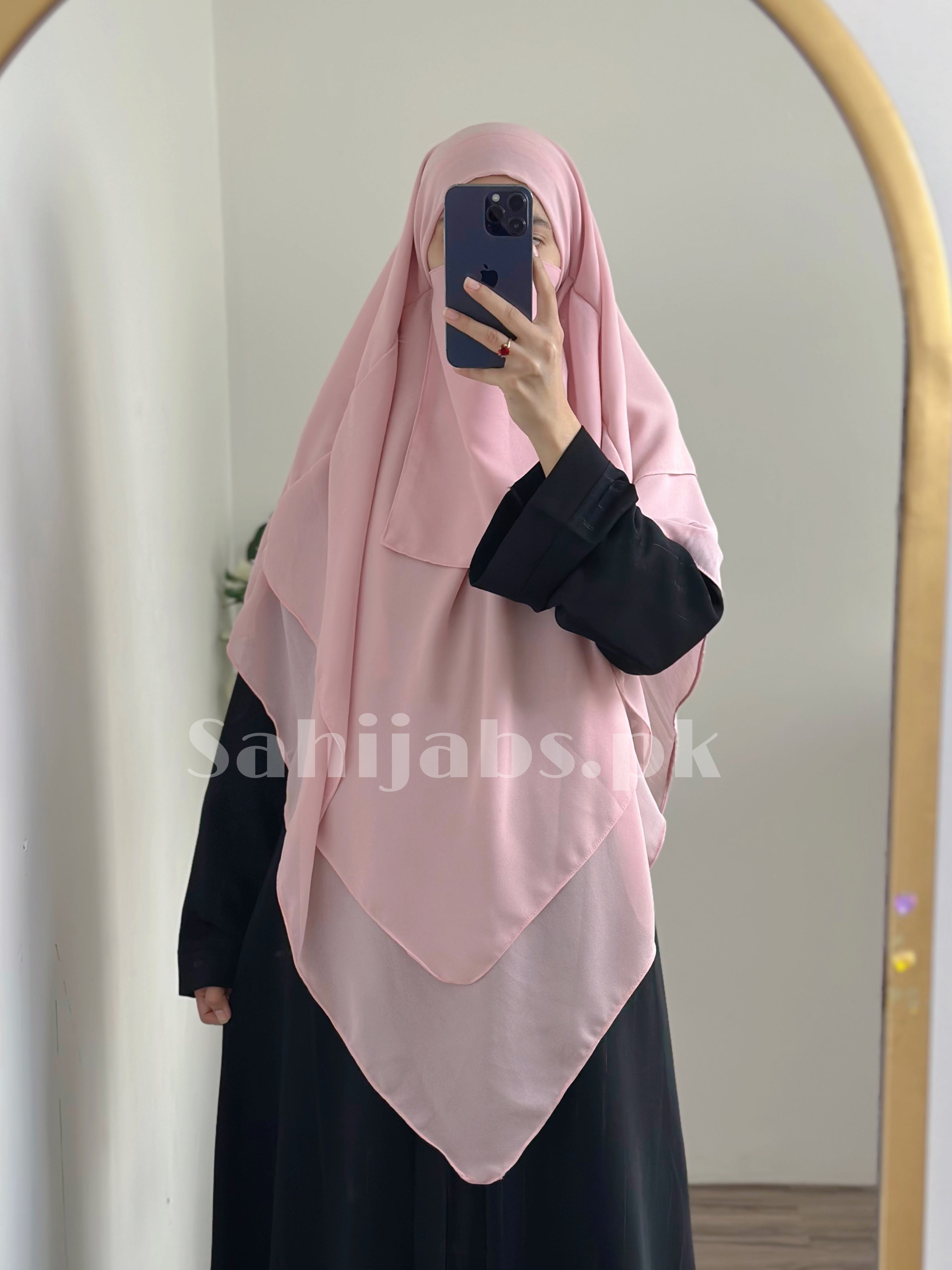 Three Layer Khimar- Pink – SA Hijabs